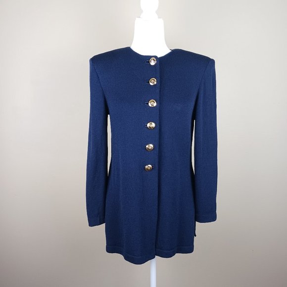 St. John | Jackets & Coats | St John Basic Navy Blue Long Line Double ...